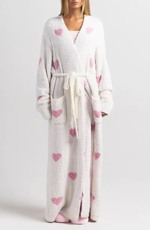 SKIMS Cozy Knit Robe - Ivory Spaced Hearts