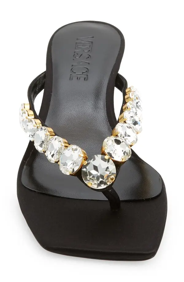Versace Crystal Kitten Heel Flip Flop