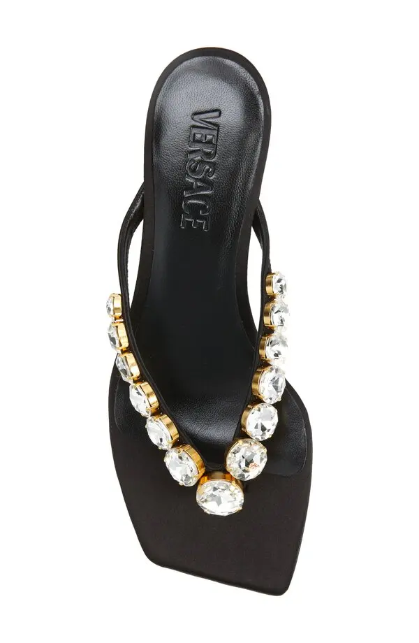 Versace Crystal Kitten Heel Flip Flop