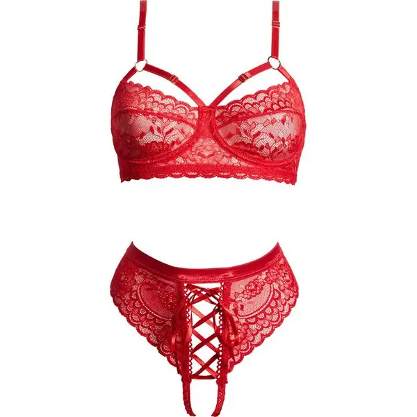 COQUETTE Lace Underwire Bra & Tanga - Red