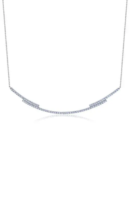 CRISLU Cubic Zirconia Bar Necklace - Silver