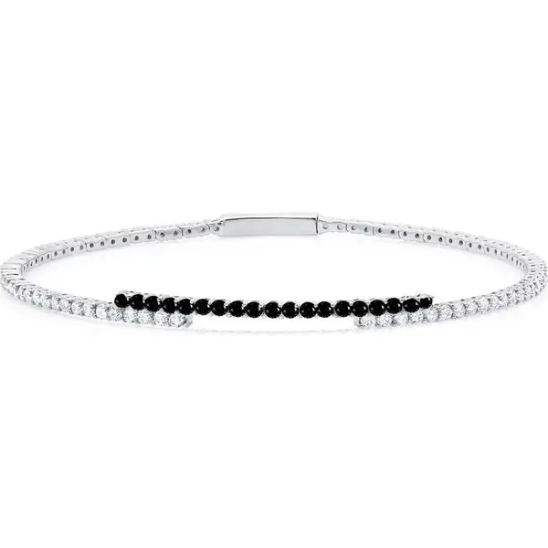 CRISLU Cubic Zirconia Regal Flex Bangle Bracelet - Black