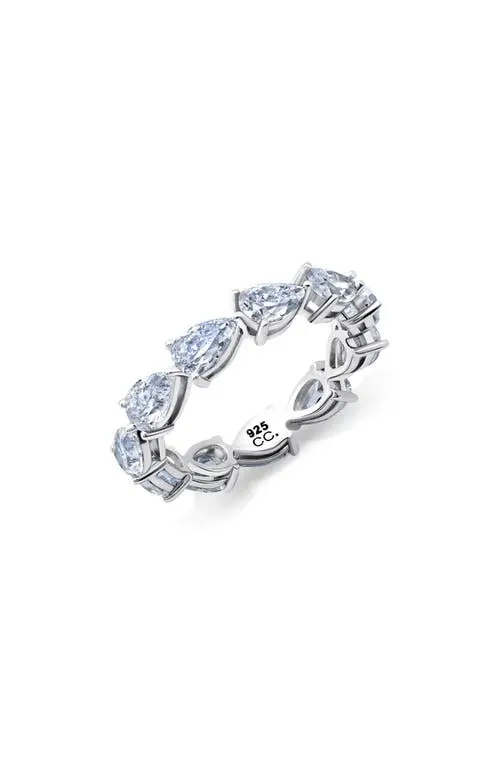 CRISLU Pear-cut Cubic Zirconia Eternity Ring - Silver