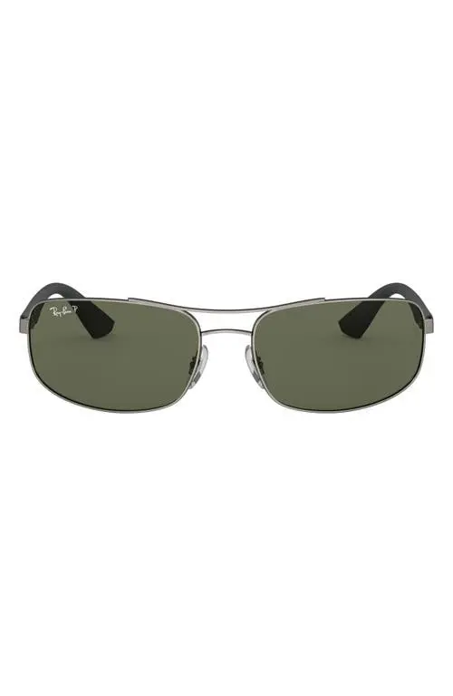 Ray-ban 61mm Polarized Rectangular Sunglasses