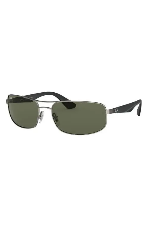 Ray-ban 61mm Polarized Rectangular Sunglasses