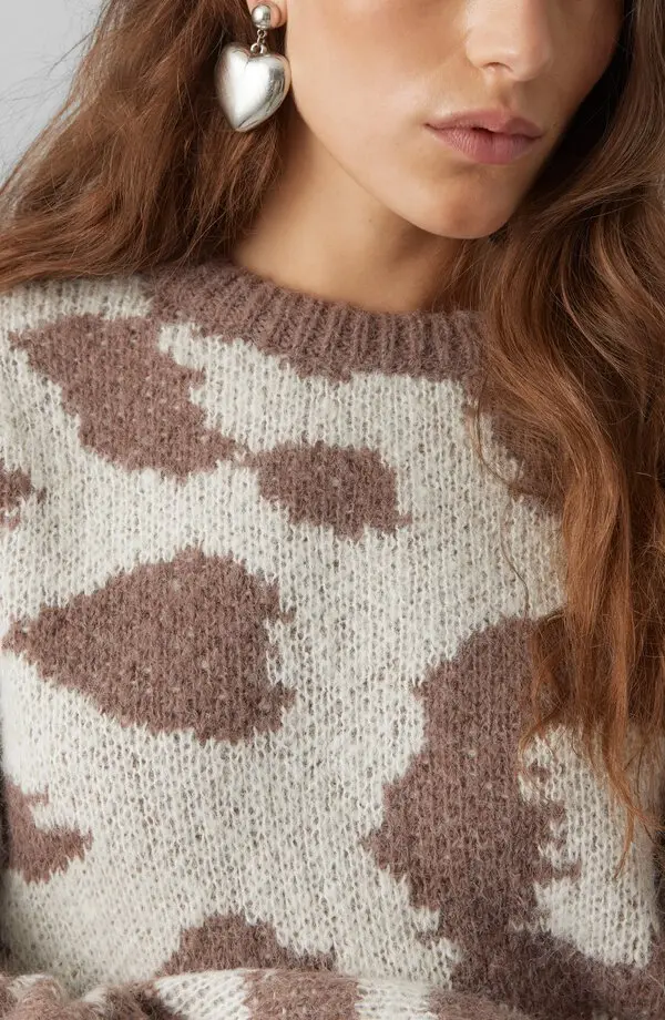 Vero Moda Zelman Pattern Sweater - Birch Detail Brwn Lntl Animal