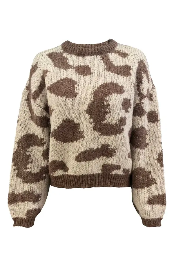 Vero Moda Zelman Pattern Sweater - Birch Detail Brwn Lntl Animal