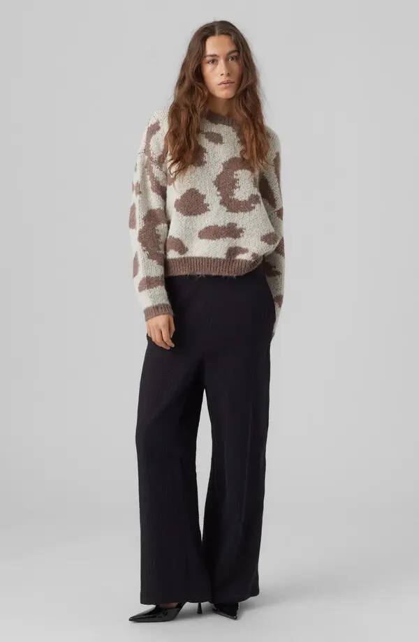 Vero Moda Zelman Pattern Sweater - Birch Detail Brwn Lntl Animal