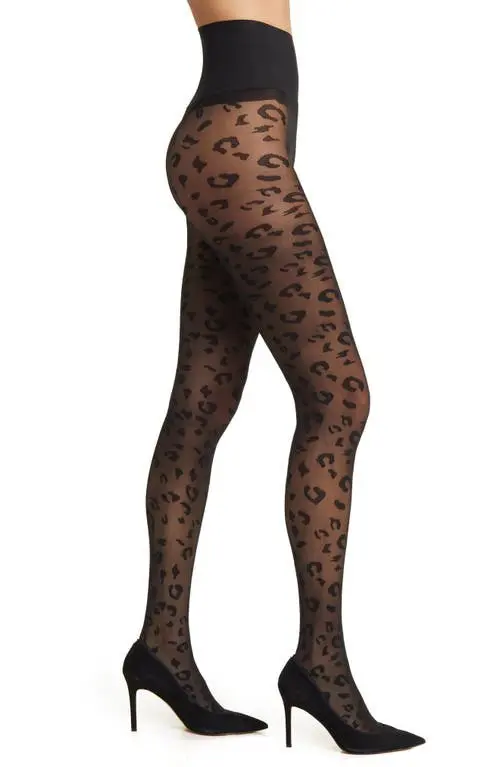 Commando Sheer Leopard Tights - Black