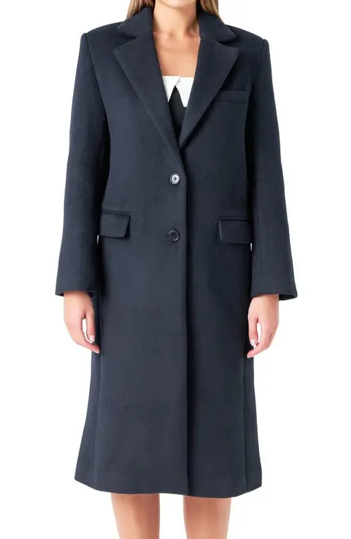 GREY LAB Wool Blend Trench Coat - Navy