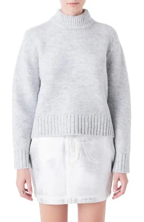 GREY LAB Mock Neck Pullover Sweater - Grey