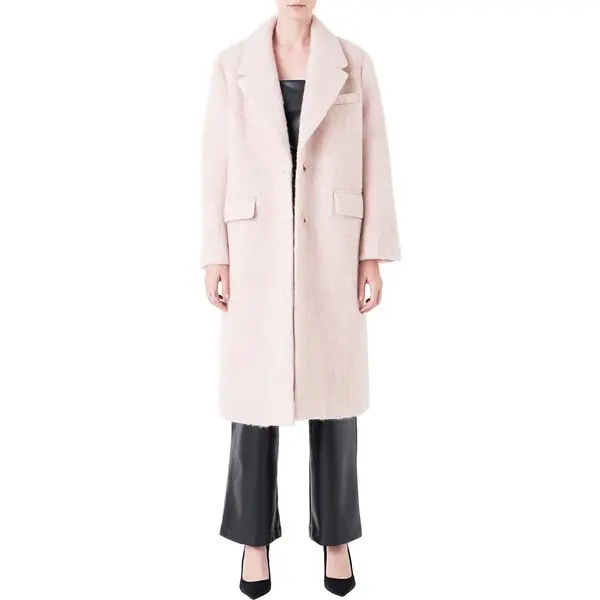GREY LAB Oversized Longline Wool Blend Coat - Heather Blush