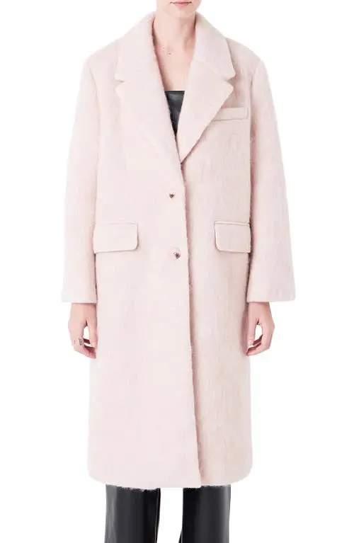 GREY LAB Oversized Longline Wool Blend Coat - Heather Blush