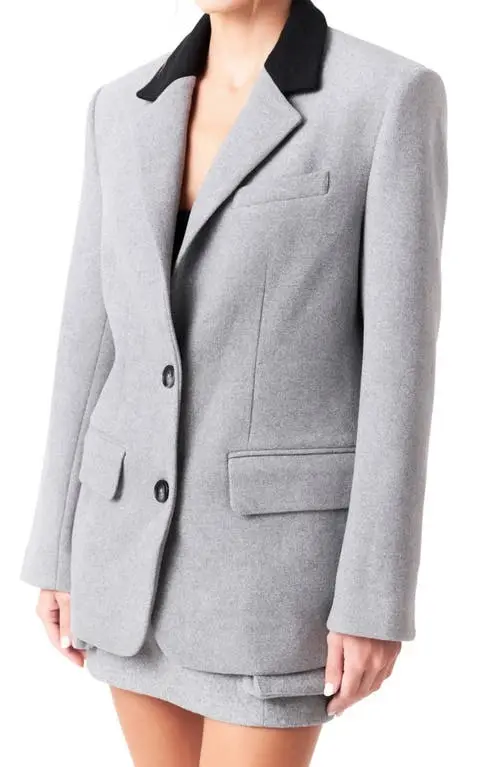 GREY LAB Oversized Wool-blend Blazer - Grey/black