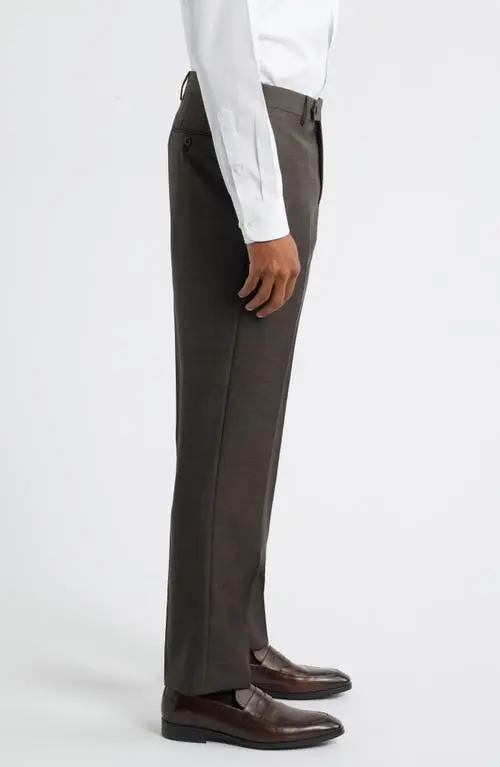 Zanella Parker Classic Wool Sharkskin Trousers - Brown