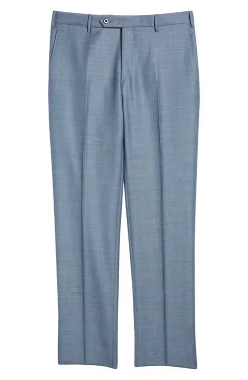 Zanella Parker Classic Wool Sharkskin Trousers - Medium Blue