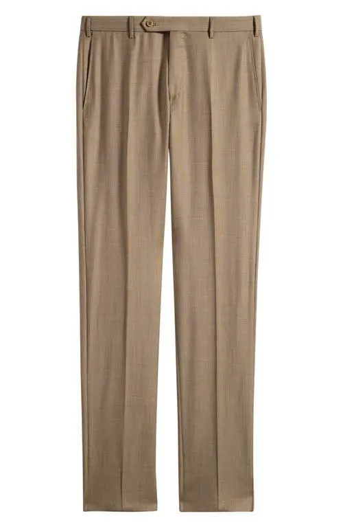 Zanella Parker Classic Wool Sharkskin Trousers - Tan