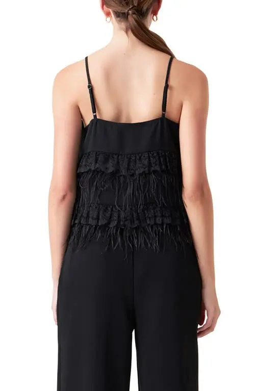 Endless Rose Lace Feather Trim Camisole