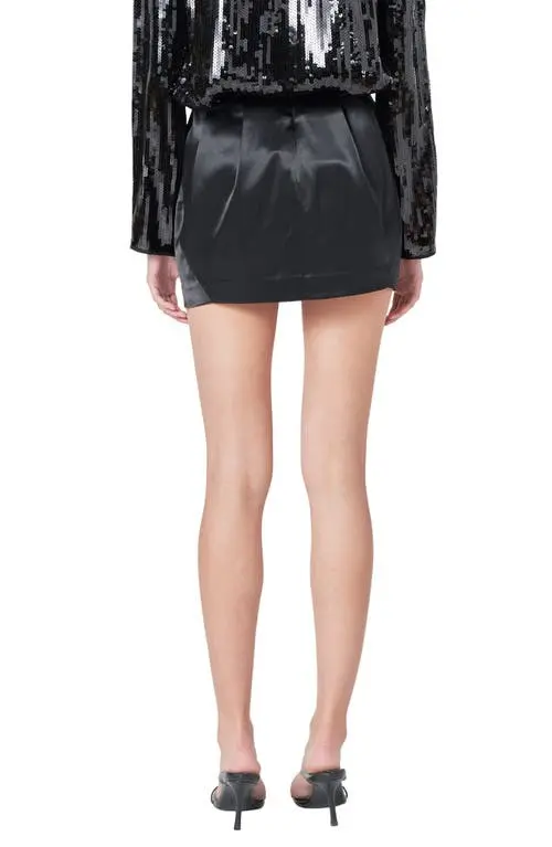 Endless Rose Pleated Satin Miniskirt - Black