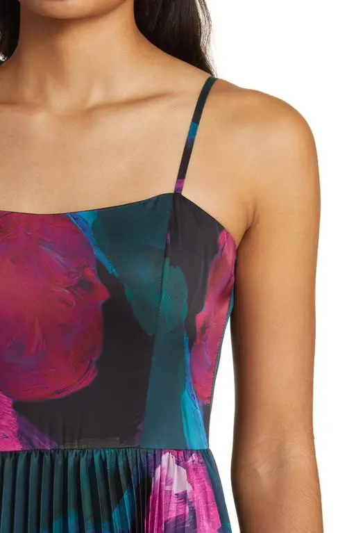 HUTCH Floral Print Pleated A-line Dress