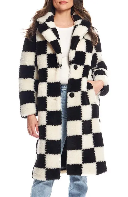 Fabulous Furs Checkmate Fleece Longline Coat - Multi