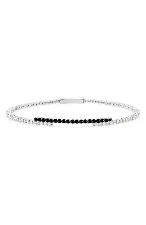 CRISLU Cubic Zirconia Regal Flex Bangle Bracelet - Black Silver