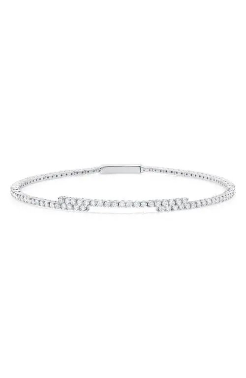 CRISLU Cubic Zirconia Regal Flex Bangle Bracelet - Silver