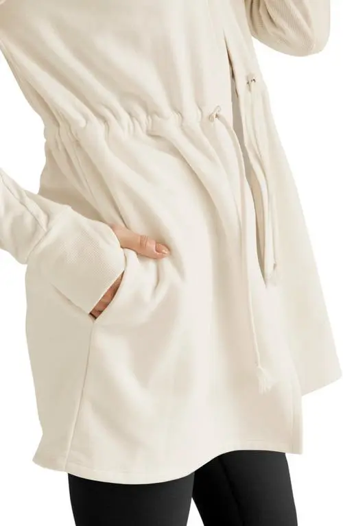 Beyond Yoga On The Go Open Front Hooded Fleece Jacket