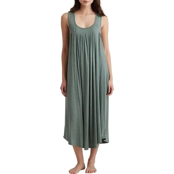 PAPINELLE Kate Pleated Stretch Modal Nightgown - Deep Moss
