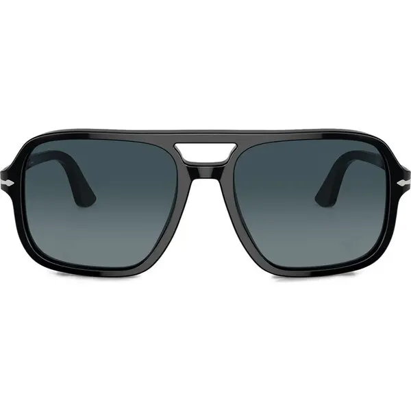 Persol 58mm Polarized Pilot Sunglasses - Black