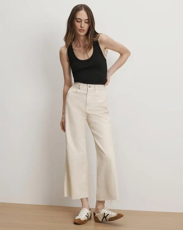 Veronica Beard Taylor Cropped Wide-leg Jeans - Ecru