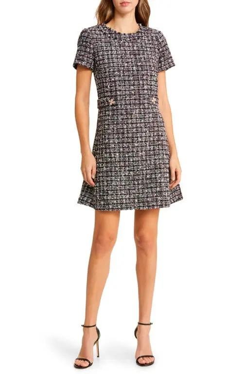 Eliza J Bouclé Shift Dress - Black