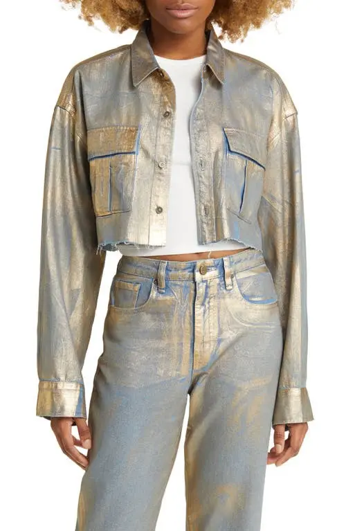 CIRCUS NY BY SAM EDELMAN Aliya Cropped Metallic Denim Jacket - Fire Dancer