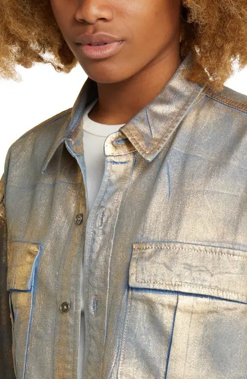 CIRCUS NY BY SAM EDELMAN Aliya Cropped Metallic Denim Jacket