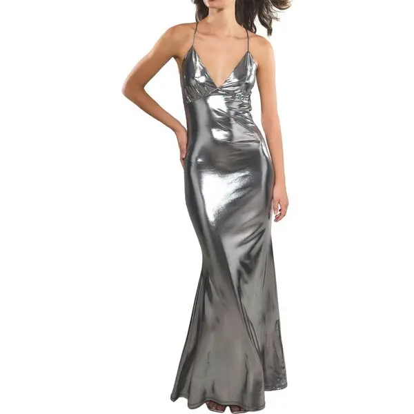 RARE LONDON Metallic Mermaid Gown