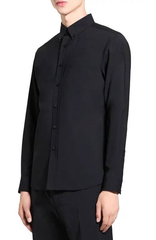 Theory Hugh Stretch Virgin Wool Button-down Shirt