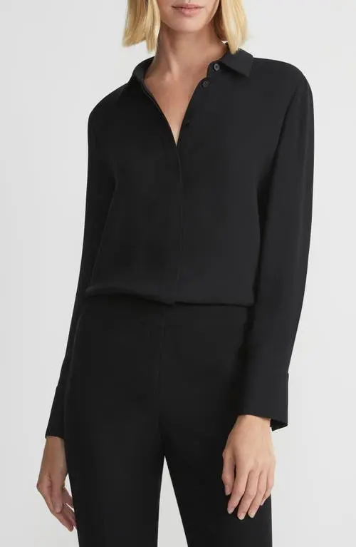 Lafayette 148 New York Scottie Silk Button-up Blouse - Black