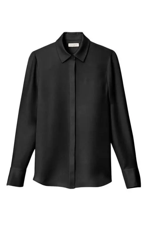 Lafayette 148 New York Scottie Silk Button-up Blouse - Black