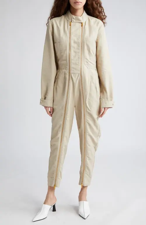 Stella McCartney Twin Zipper Twill Jumpsuit - 9700 - Desert Beige
