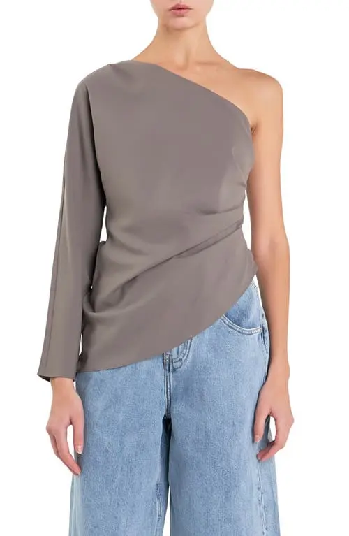 GREY LAB Gathered One-shoulder Top - Grey