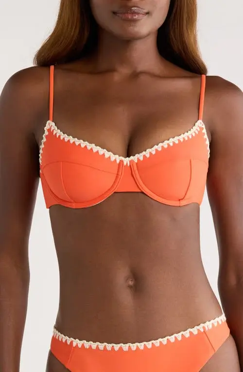 Ramy Brook Emmeline Underwire Bikini Top - Vivid Orange W/white Crochet