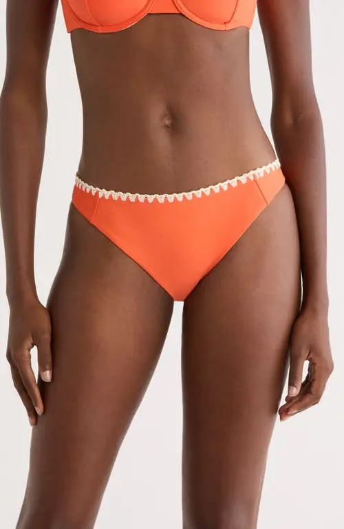 Ramy Brook Iliana Bikini Bottom - Vivid Orange W/white Crochet