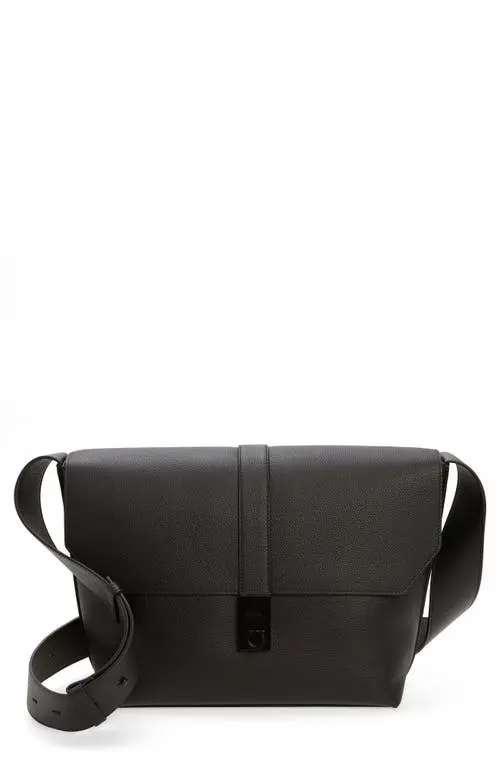FERRAGAMO Twins Leather Messenger Bag - Nero