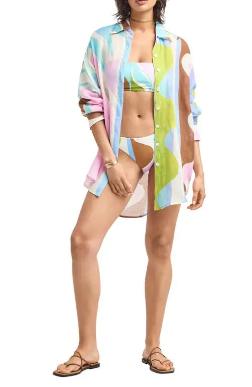 Vitamin A® Playa Oversize Linen Cover-up Shirt - Cak