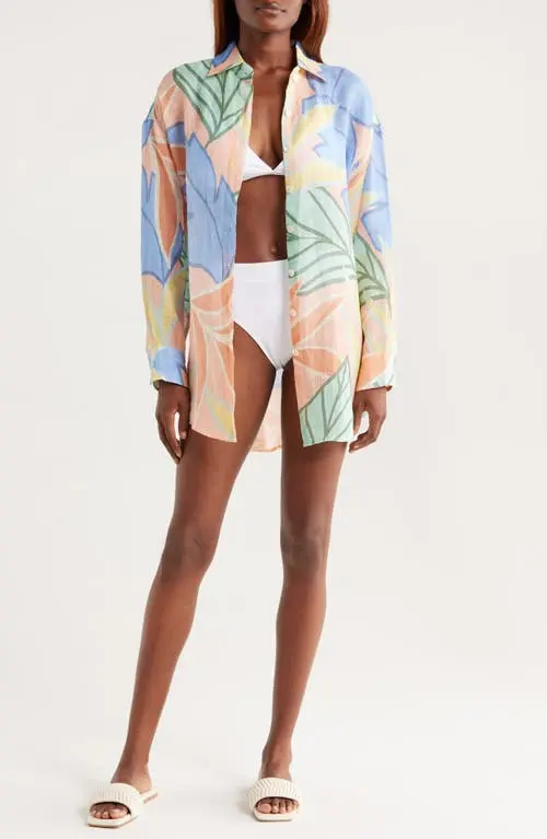 Vitamin A® Playa Oversize Linen Cover-up Shirt - Rtj