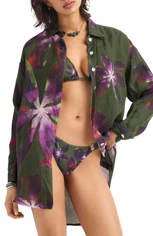 Vitamin A® Playa Oversize Linen Cover-up Shirt - Rtj