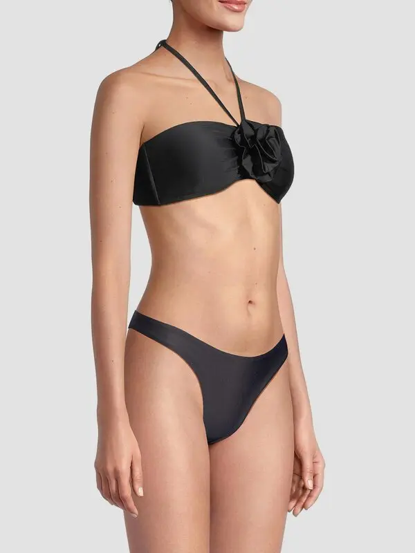 MILLY Resort Rosette Halter Bikini Top - Black