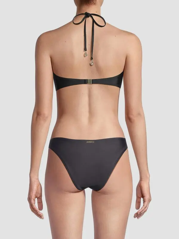 MILLY Resort Rosette Halter Bikini Top - Black