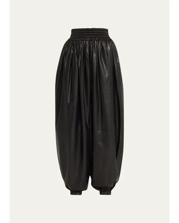 Marc Jacobs High-waist Gathered Leather Pants