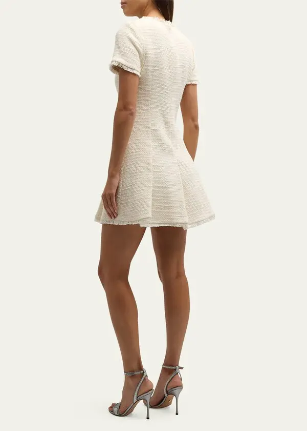 Cinq À Sept Nova Cotton Boucle Pleated Mini Dress - Gardenia